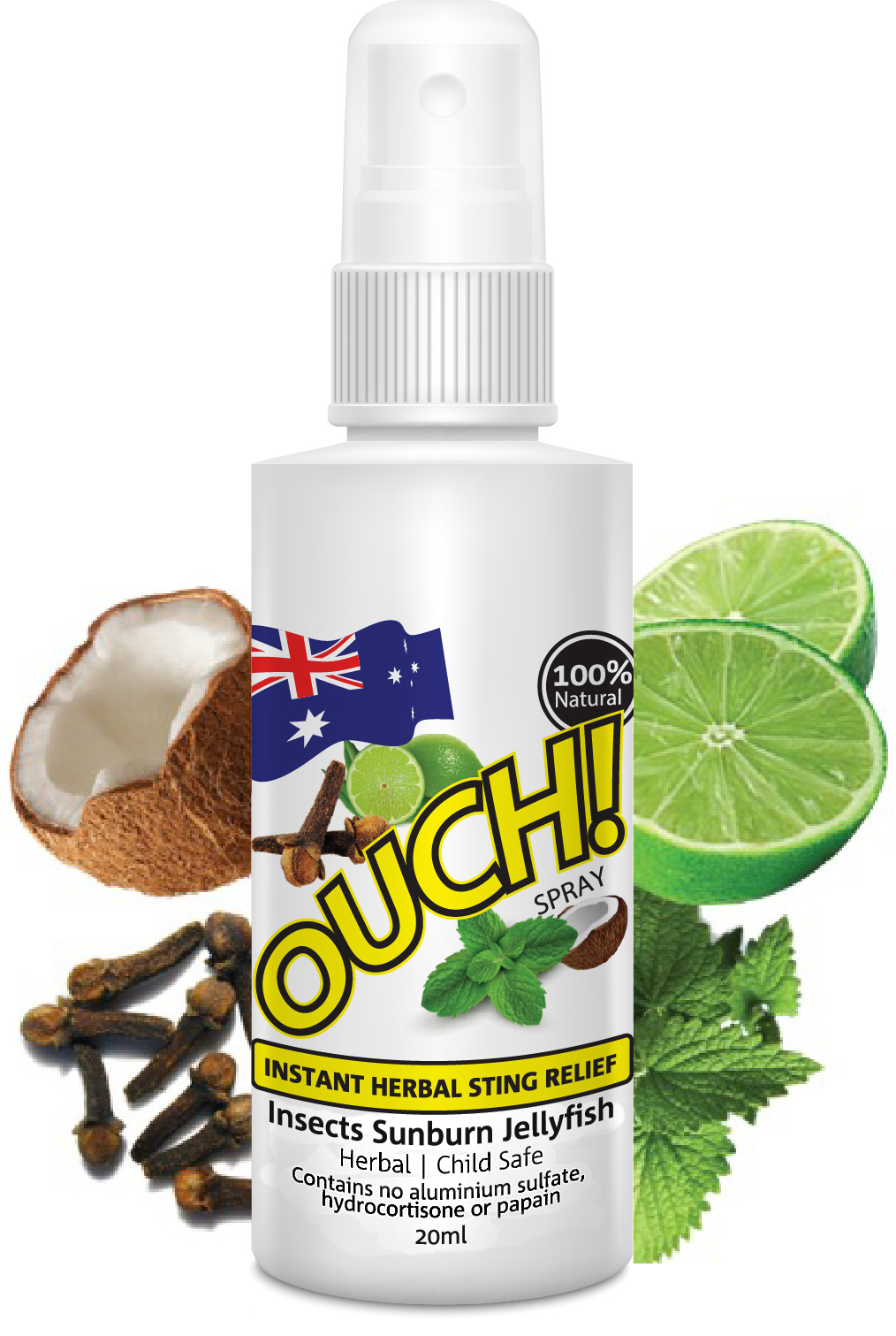 Ouch! Instant Herbal Sting Relief Spray 20ml – Ouch Herbal Outdoor Sprays